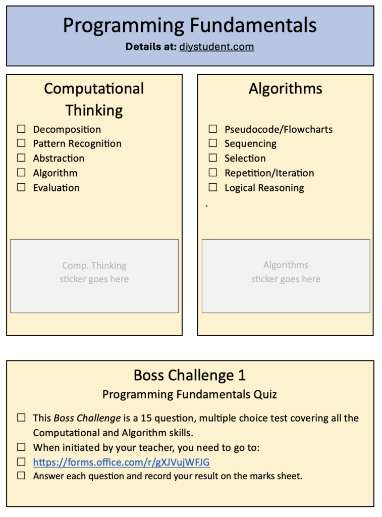 Yr 9 Computer Science – DIY Student